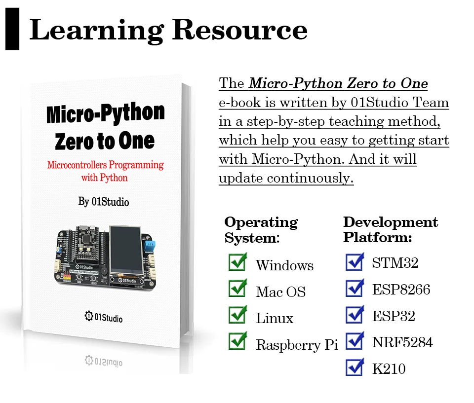01Studio pyBoard V1.1-CN Micropython STM32 STM32F405 Placa de demostración de desarrollo ...