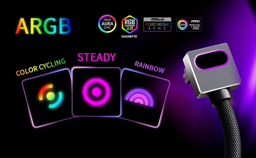 Cable modular UPSIREN GPU de 16 pines, ARGB de 12VHPWR con 5V 3 pines ...