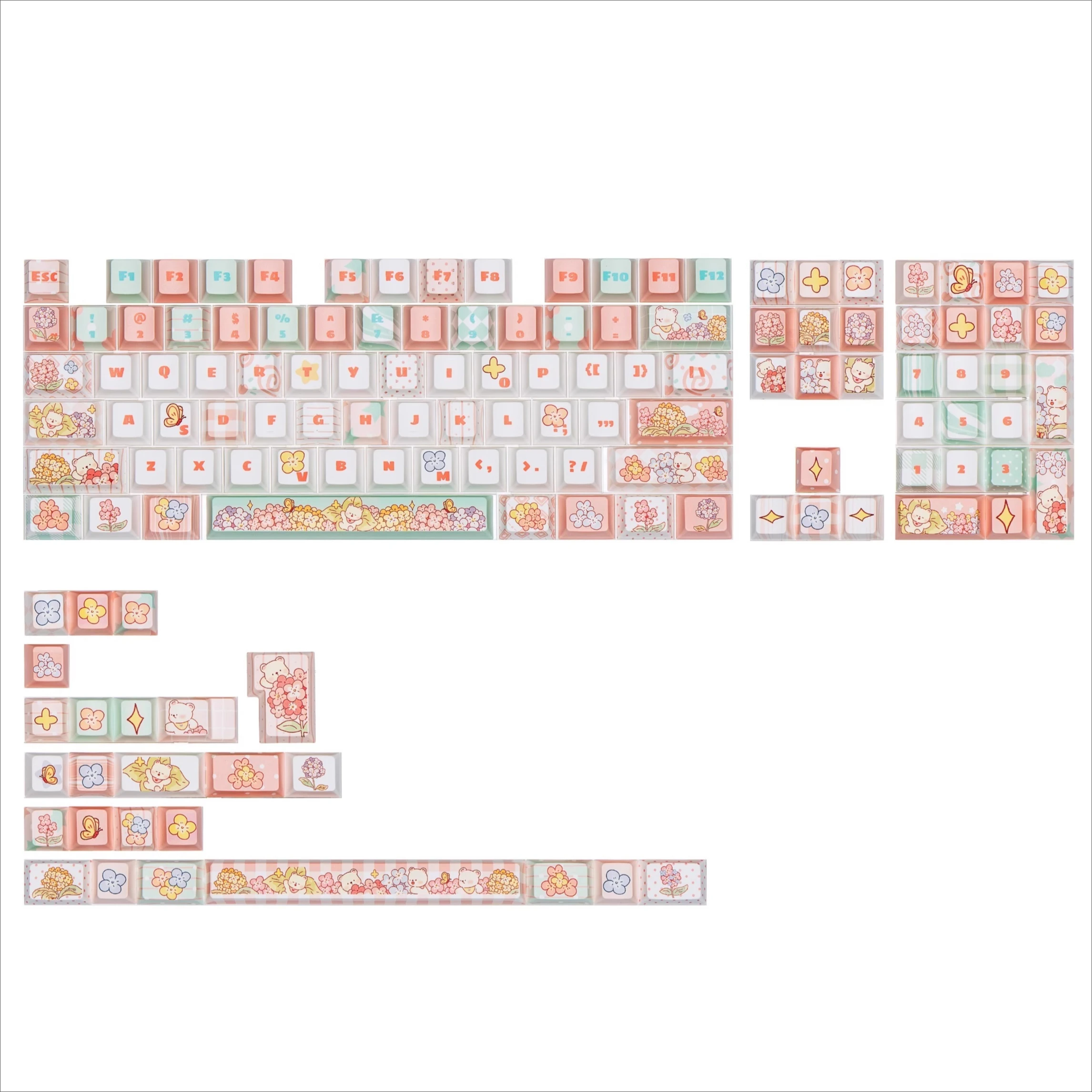 Juego de teclas de osito blanco, teclas de cereza de sublimación ...