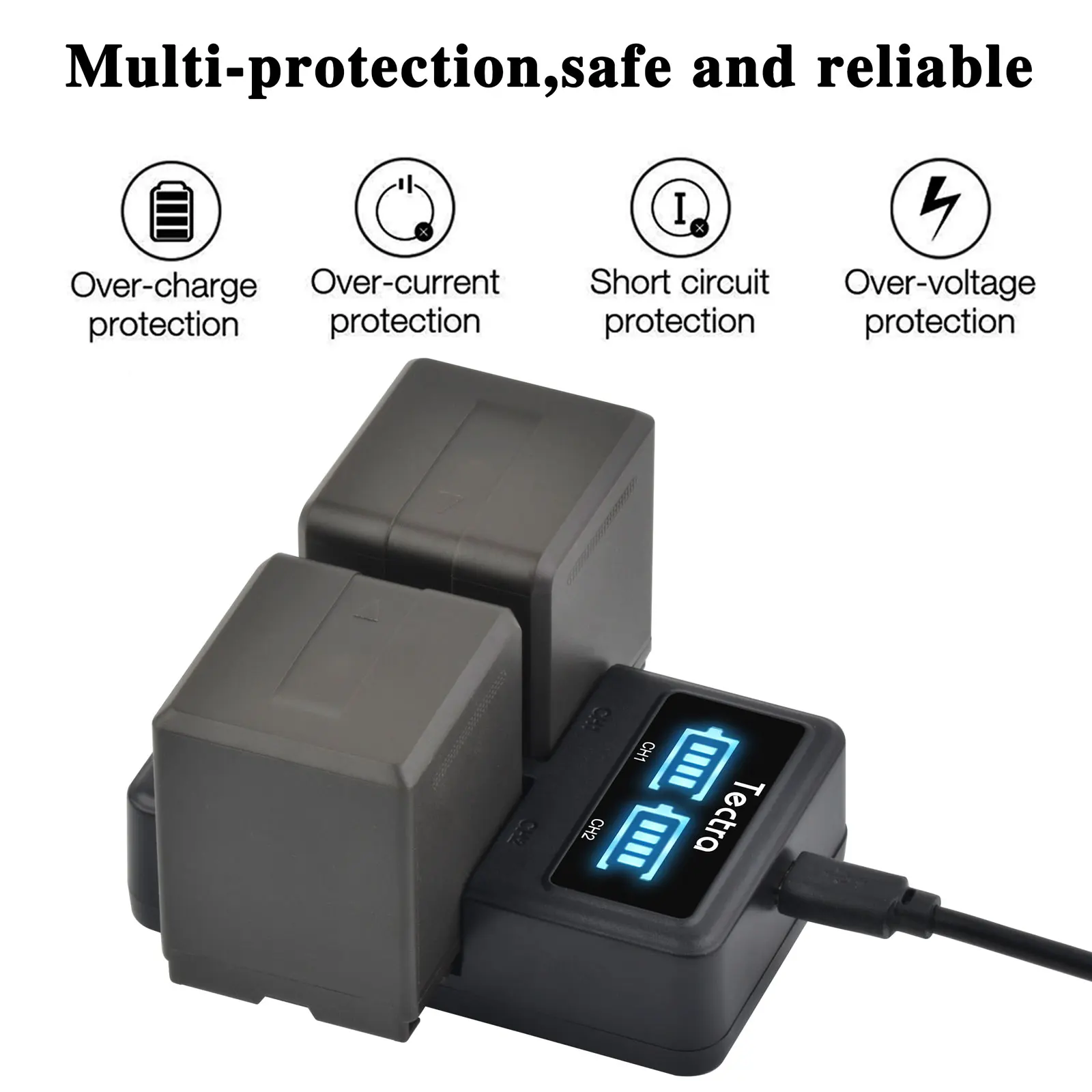 Batería VW-VBG260 de 4500mAh/cargador doble para videocámara Panasonic ...